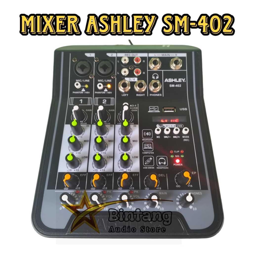 Jual Mixer ASHLEY SM-402 / SM402 4 Channel Bluetooth USB Kualitas Original | Shopee Indonesia
