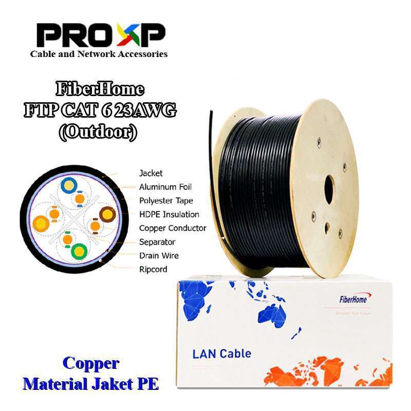 Jual Proxp - Fiberhome FTP Cat6 24AWG,PE Outdoor, Black | Shopee Indonesia