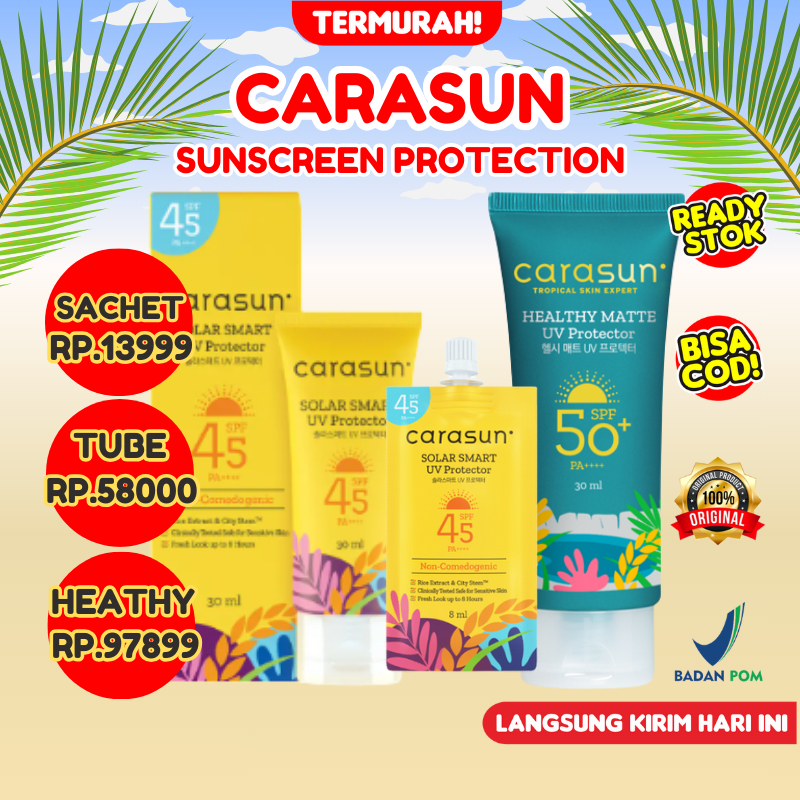 Jual Carasun Solar Smart UV Protector SPF 45 PA++++ BPOM Original Tabir Surya Sunscreen 30ml ...