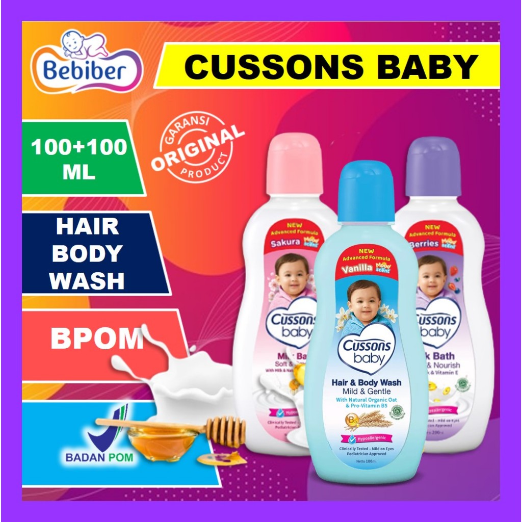 Jual Cussons Baby Milk Bath 100Ml+100ml / Cusson Hair & Body Wash ...