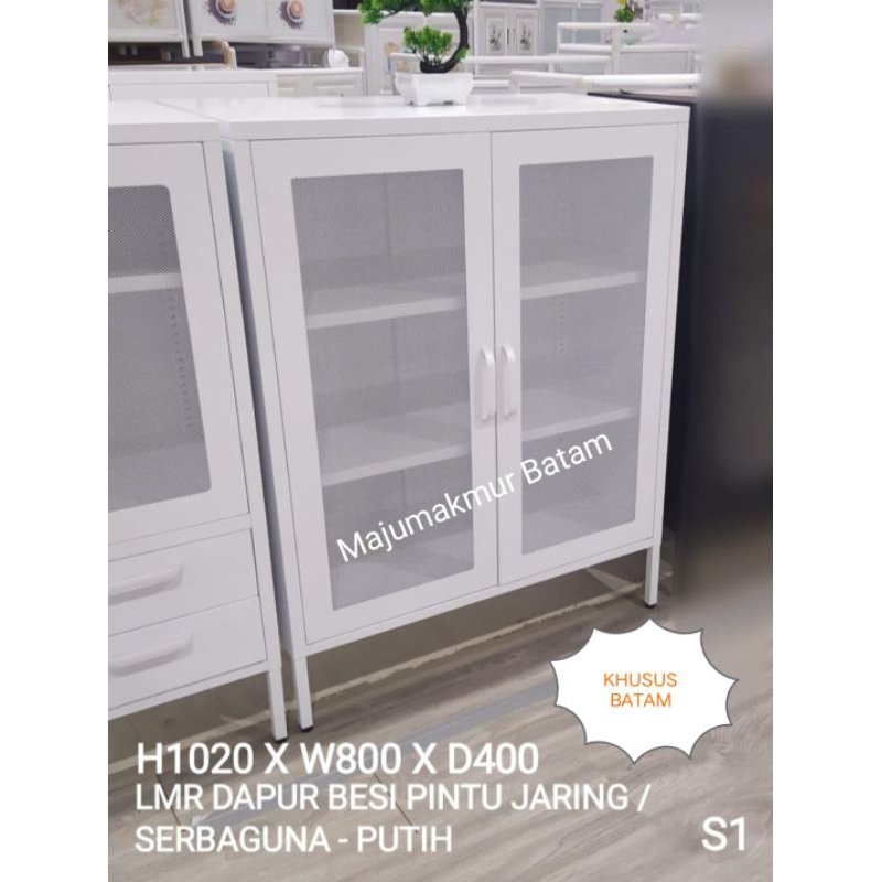 Jual LEMARI DAPUR SERBAGUNA BAHAN BESI PINTU JARING WARNA PUTIH UKURAN ...