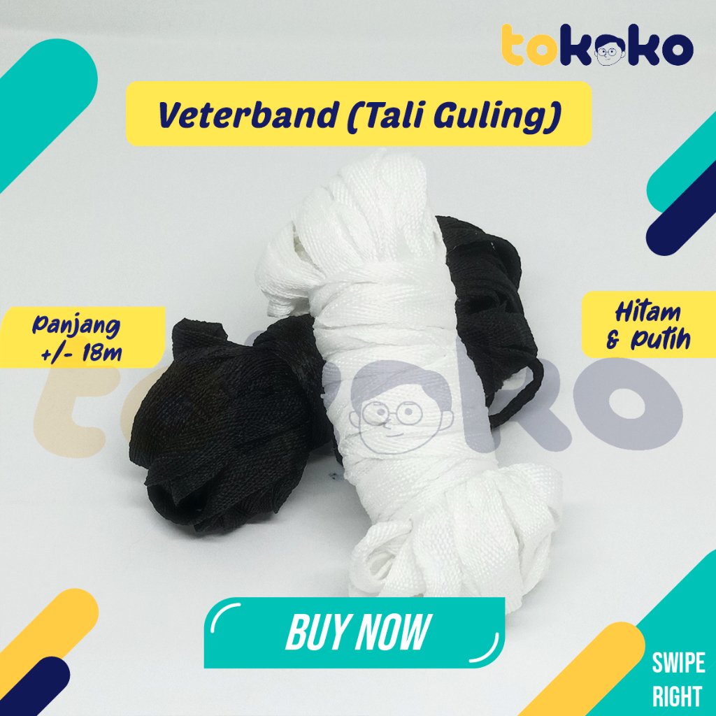 Jual Tali Guling Veterban 1 cm Hitam dan Putih panjang 18 meter Tali ...