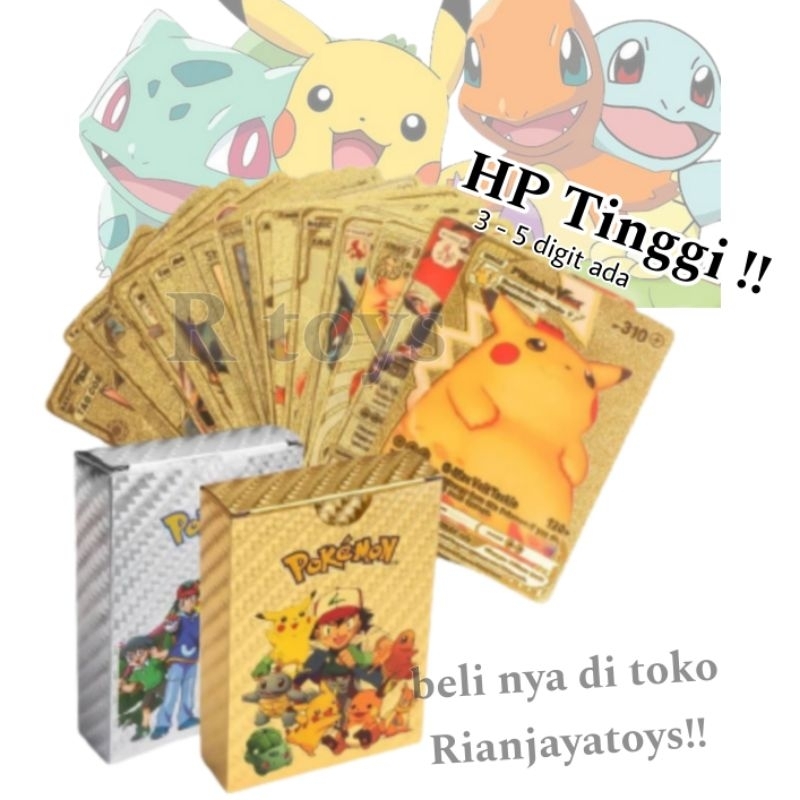 Jual Kartu Pokemon Emas 1 Box 55pcs Asli Bahan Metal Pokemon Gold ...