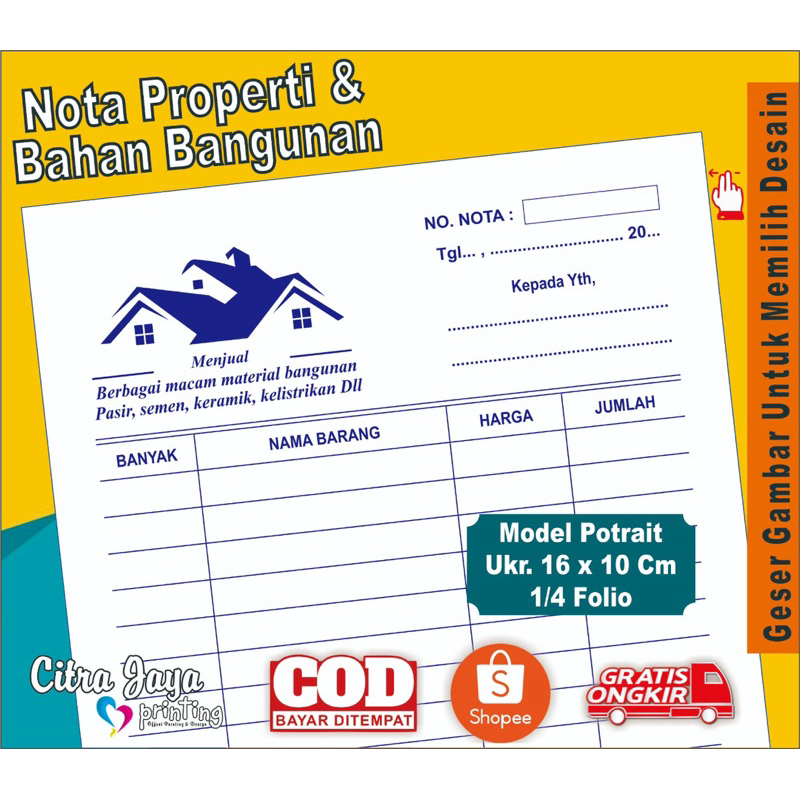 Jual [READYSTOCK] Buku Nota Toko Bahan Bangunan / Bon Toko Material ...