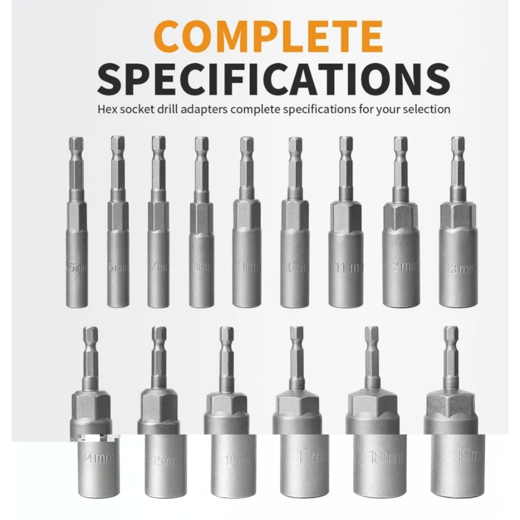 Jual Mata Bor Kunci Shock Hex shank 1/4 nut adapter Extra deep 80mm ...