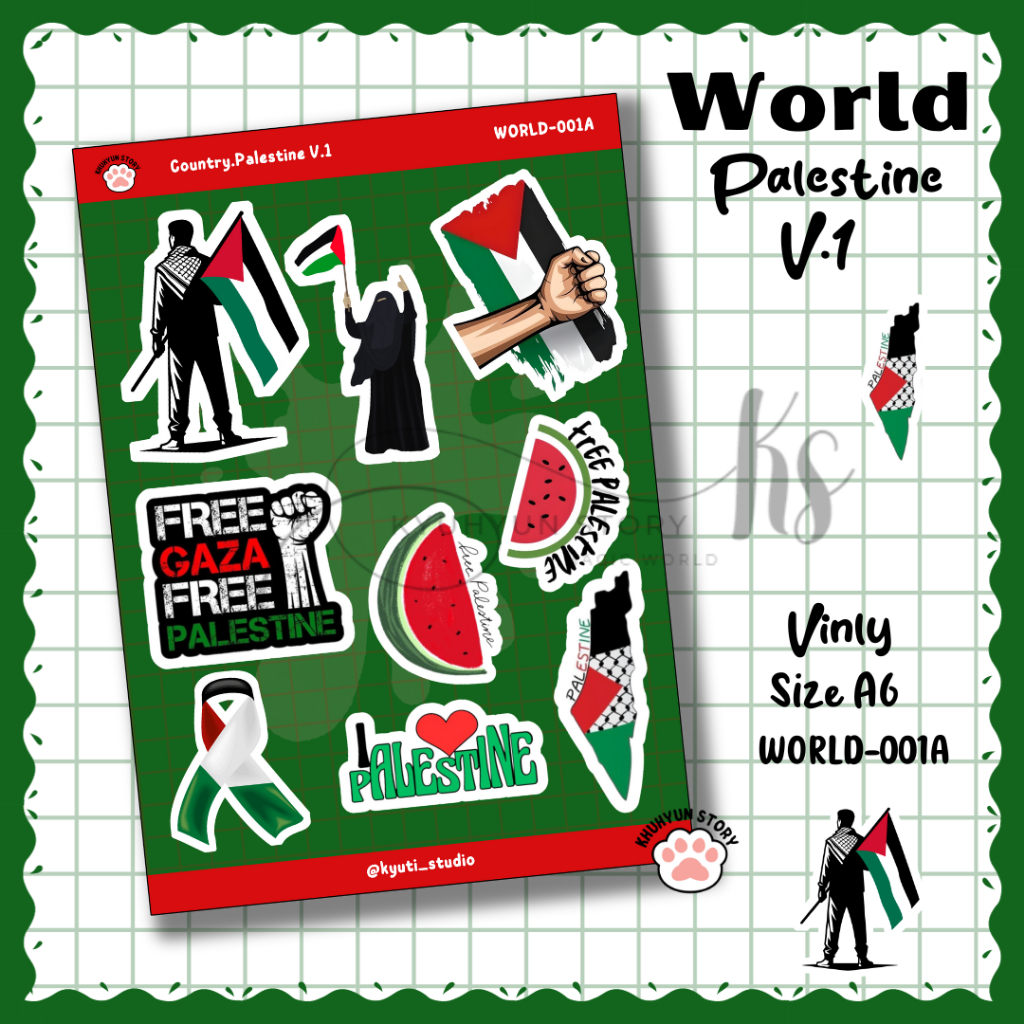 Jual Sticker Negara Palestine Aesthetic Stiker World Traveling Deco ...
