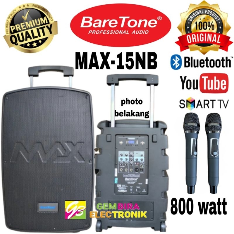 Jual Speaker Aktif Portable Baretone 15 inch MAX15NB 800 Watt Usb ...