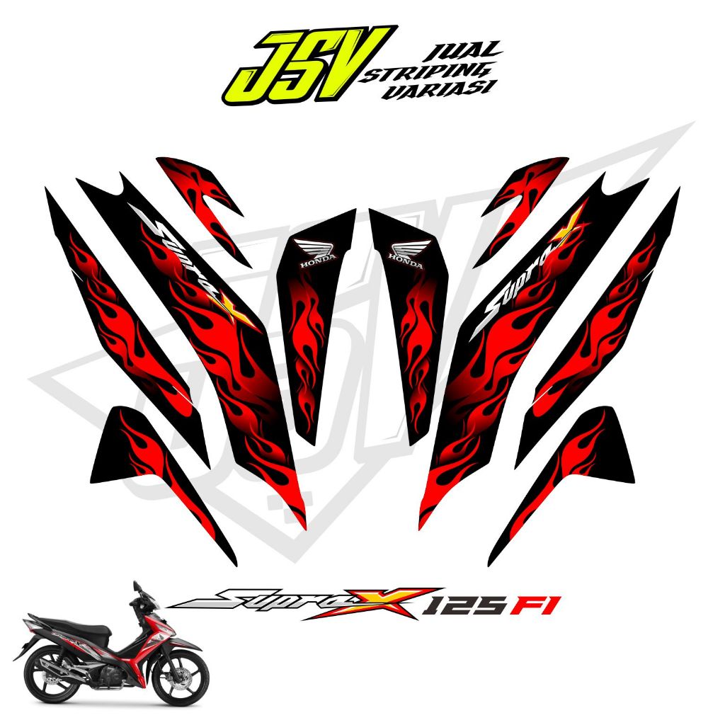 Jual Striping SUPRA X 125 Fi Motif Flame Api Stiker Honda Supra-X 125 ...
