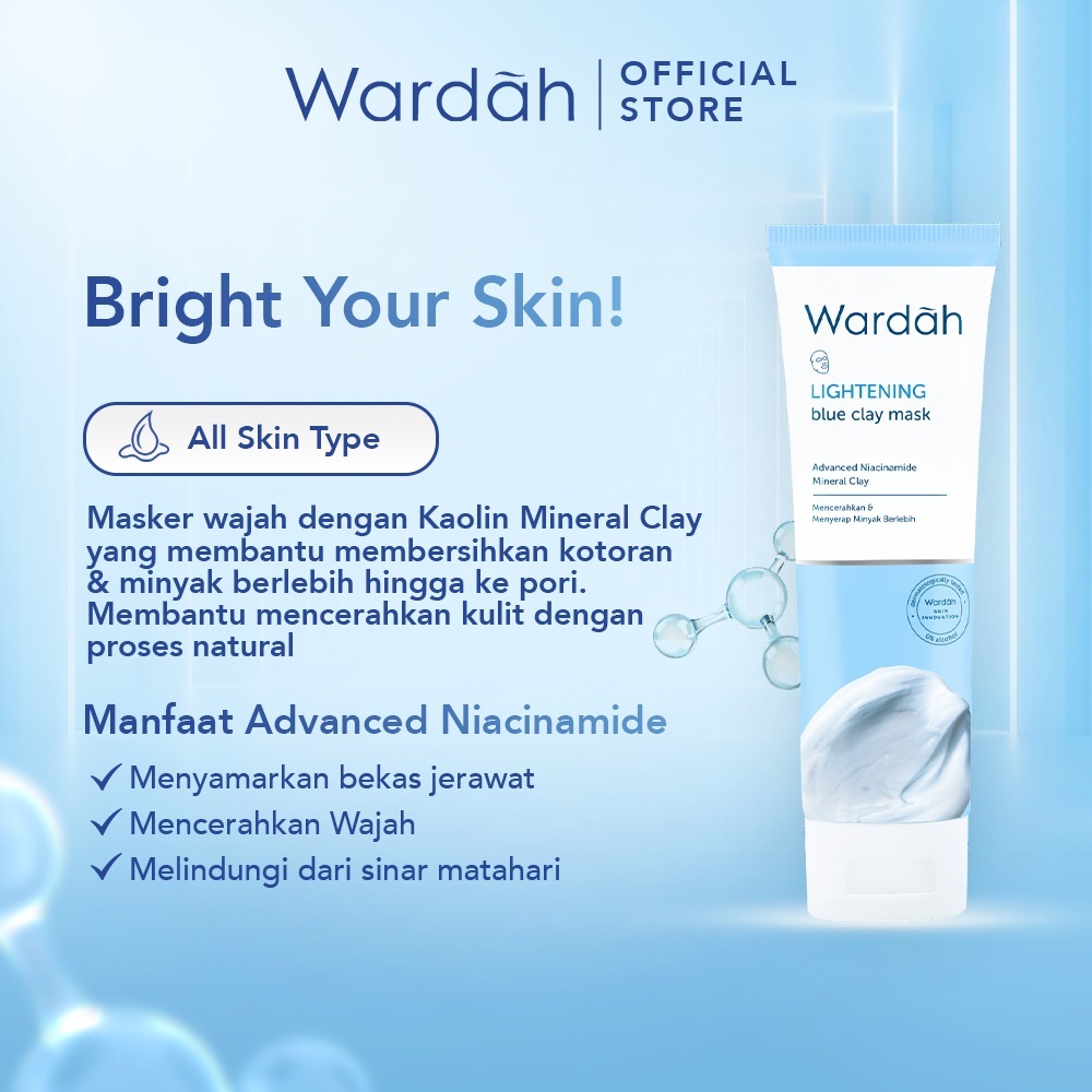 Jual Wardah Lightening Blue Clay Mask 50g | Masker Dengan Advanced ...