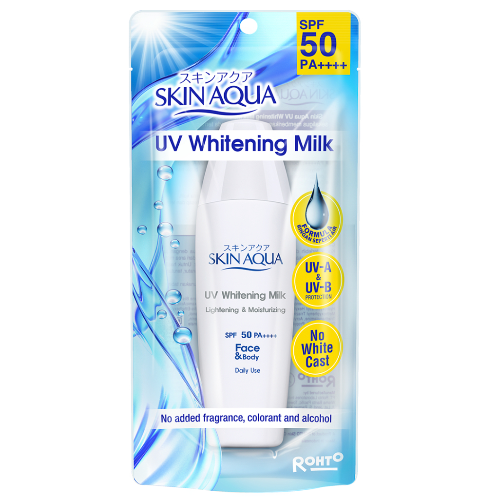 Jual SKIN AQUA UV Whitening Milk SPF 50 PA+++ 40 gr (TUTUP PUTIH) | Shopee Indonesia