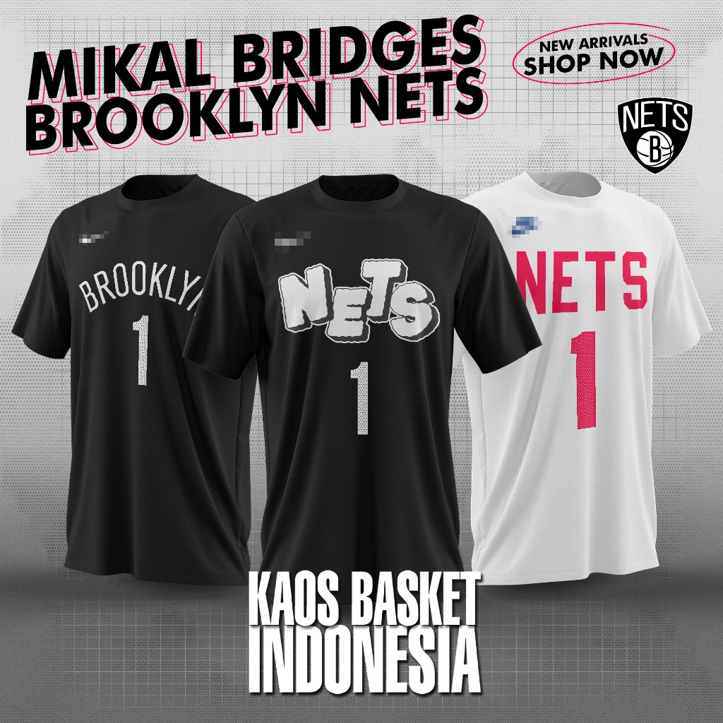 Jual Baju Basket Pria Wanita NBA T shirt basket Kaos Brooklyn Nets No 1 ...