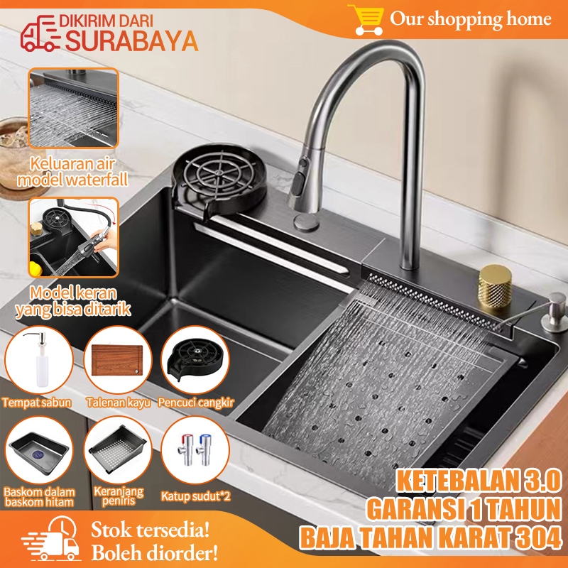 Jual Wastafel Modern Wastafel Dapur Mewah Hitam Baja Tahan Karat 304 ...
