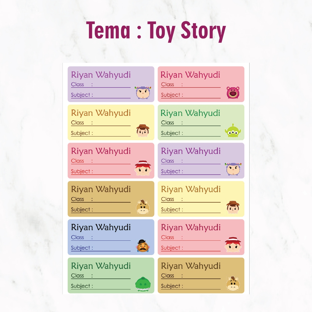 Jual Stiker Label Nama Anak Custom Ukuran M isi 24 pcs Sticker HVS Bisa ...
