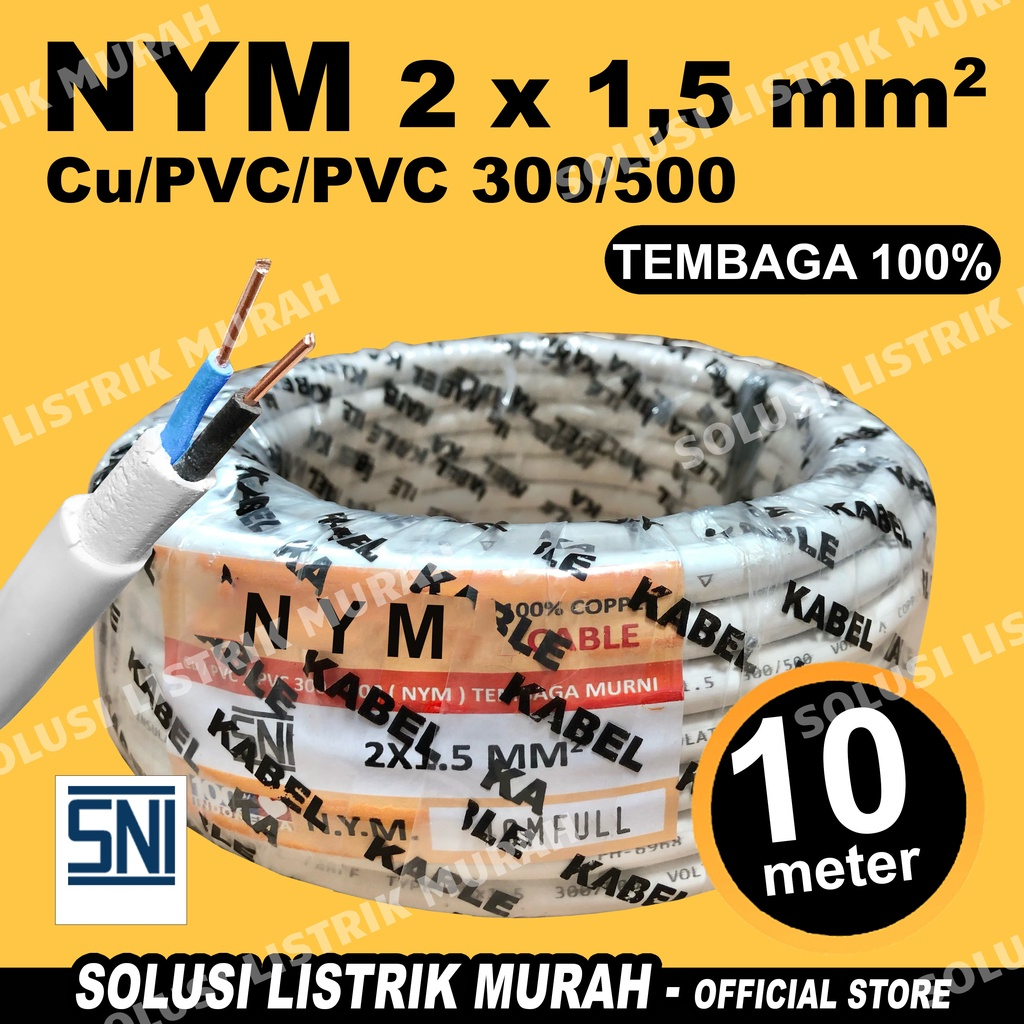 Jual Kabel Listrik NYM SNI Tembaga 2x1,5 ROLL 10METER FULL 2x1.5 Kabel NYM Tembaga Asli | Shopee ...