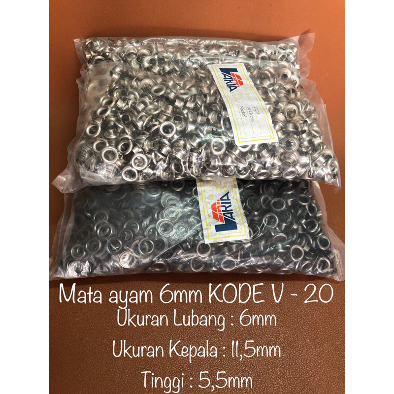 Jual mata ayam 6mm + ring / mata eyelet 6mm / mata ayam 20 / mata itik ...