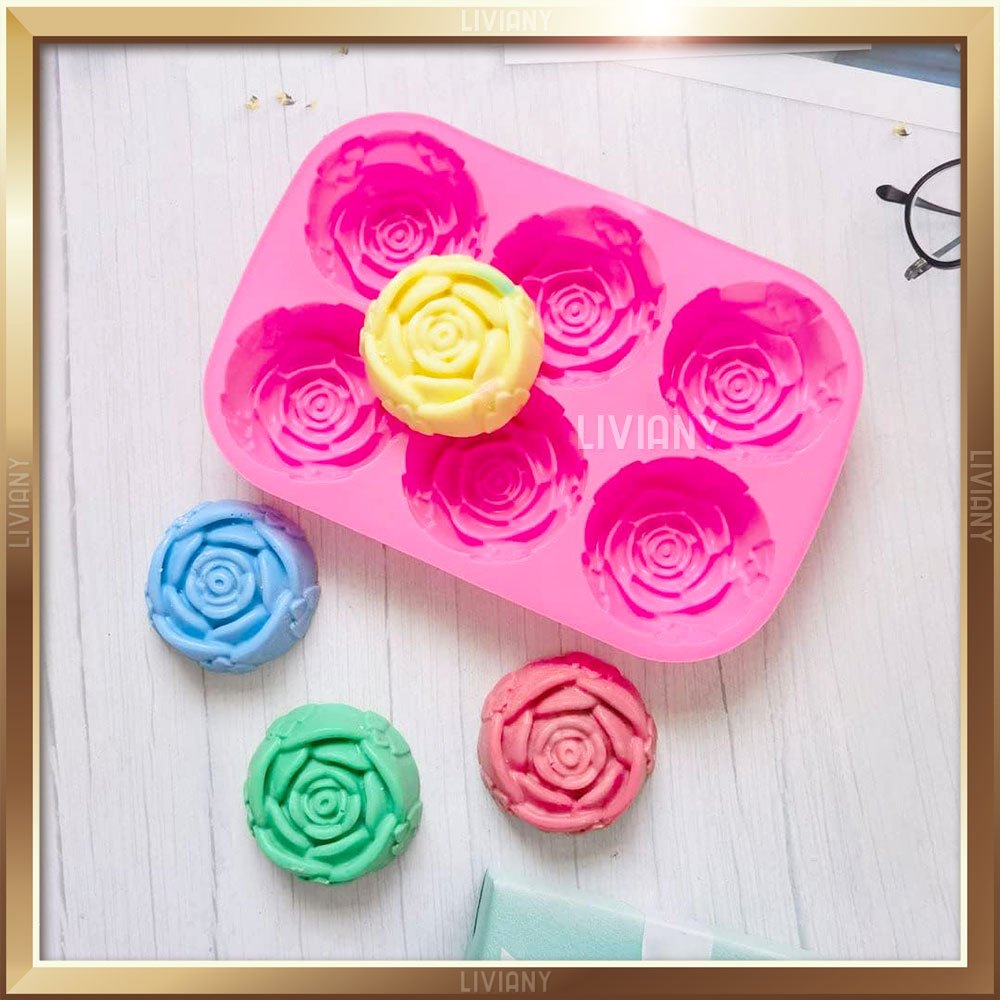 Jual Cetakan Coklat Kue Pudding Jelly Agar bentuk Bunga Mawar Rose 6 ...