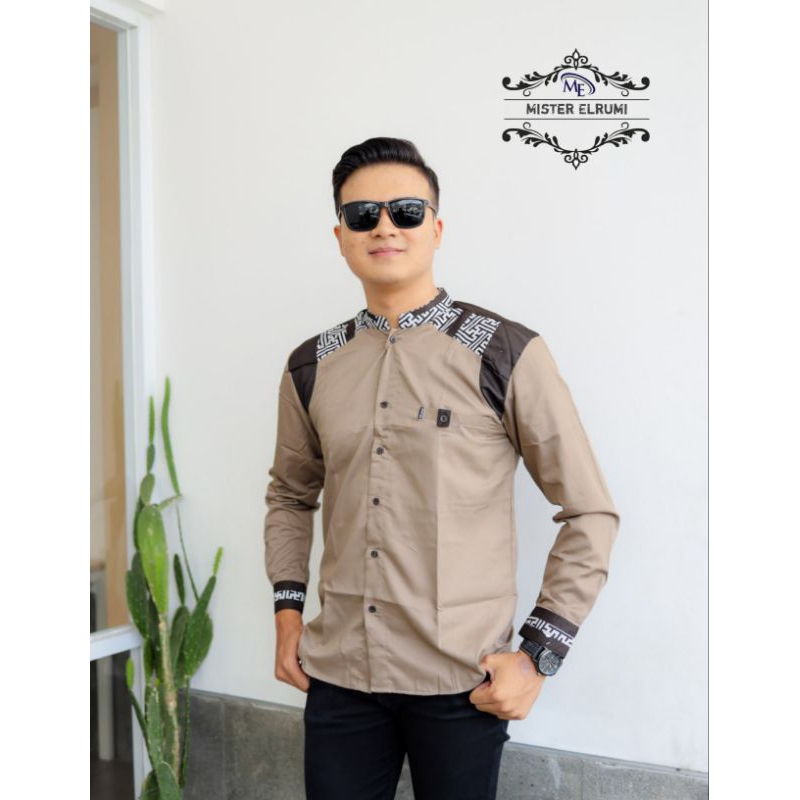 Jual Koko Pria Kombinasi Batik El rumi Baju Koko Terbaru Motif Tanduk ...