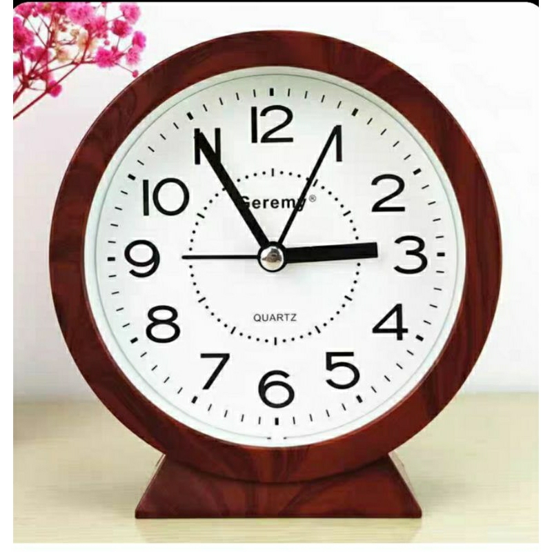 Jual Jam Weker Alarm Bunyi Beep 1581 Model Kayu | Jam Meja Alarm ...