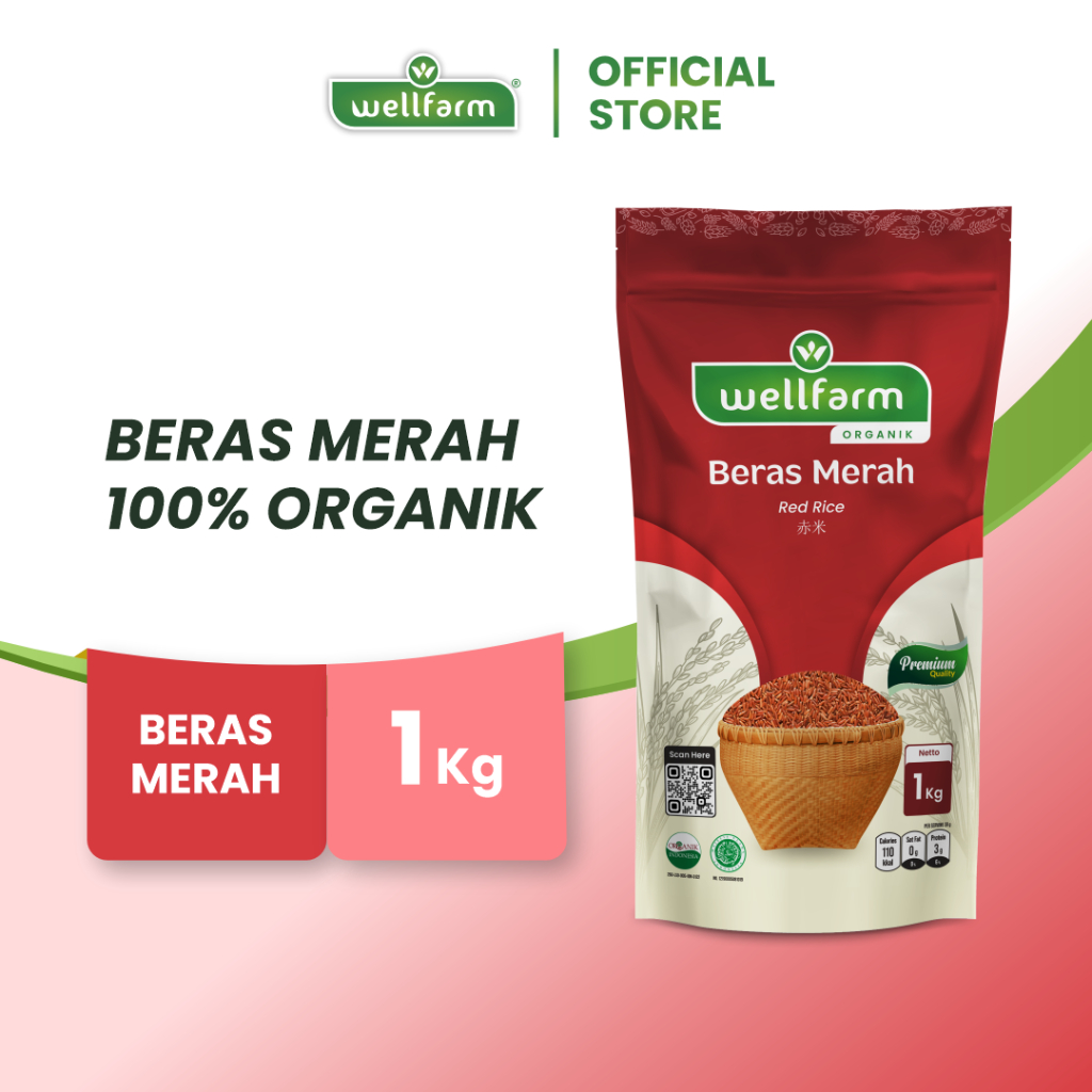 Jual WellFarm Beras Merah Organik Export Quality 1Kg | Beras Merah ...