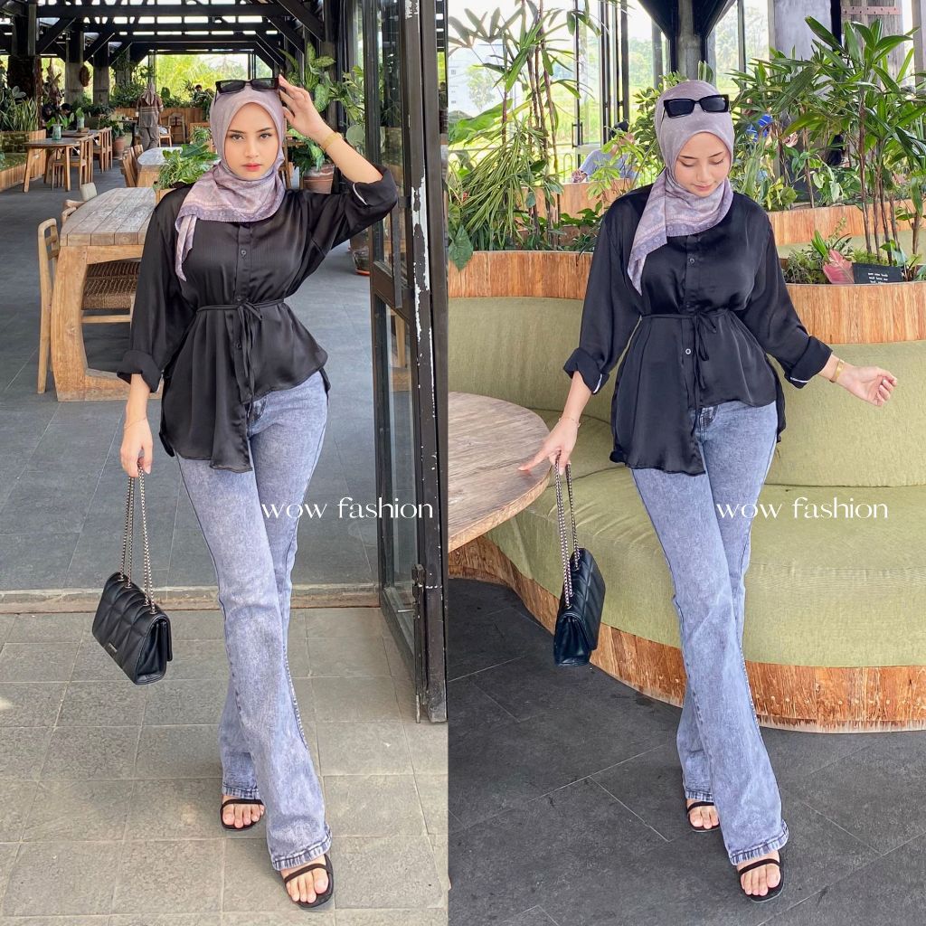 Jual WOW-Hotty Highwaist Cutbray Jeans Celana Cutbray Jeans Korean ...