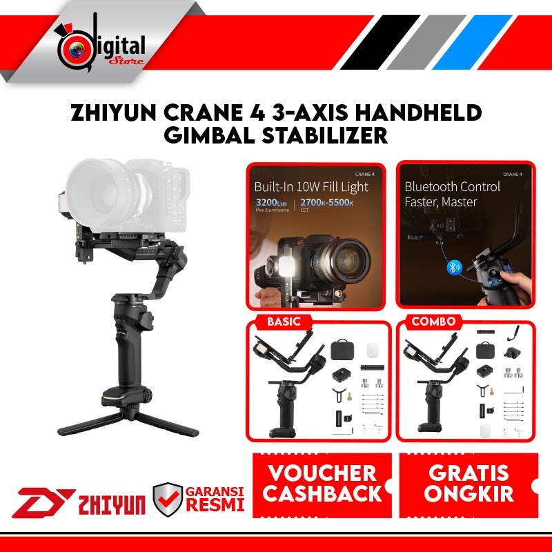 Jual Zhiyun CRANE 4 3-Axis Handheld Gimbal Stabilizer Black | Shopee Indonesia