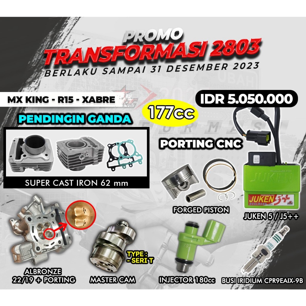 Jual PAKET BORE UP BRT MX KING R15 XABRE 177 CC | Shopee Indonesia