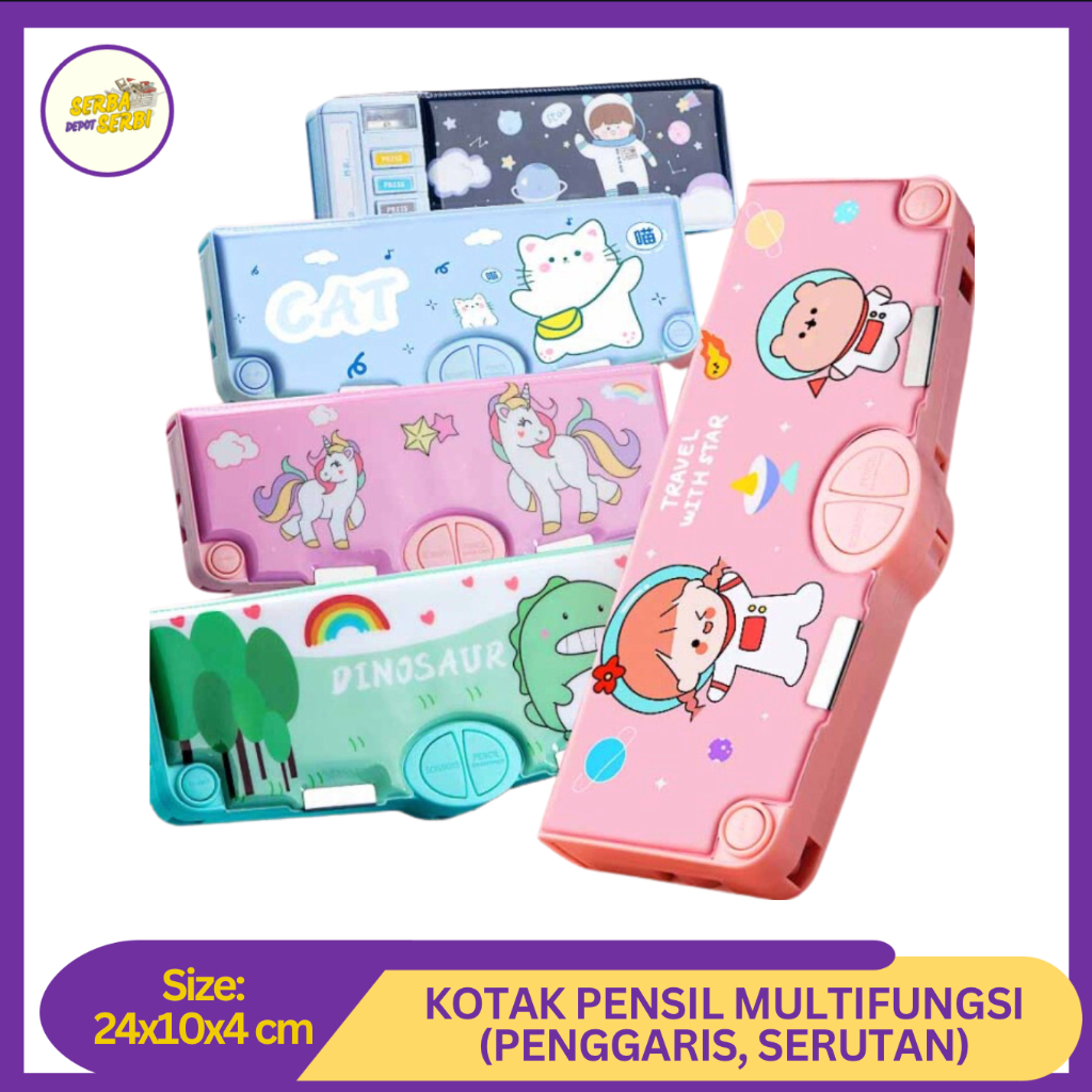 Jual Kotak Pensil Multifungsi Motif Kartun Alat Tulis Sekolah Bahan ...