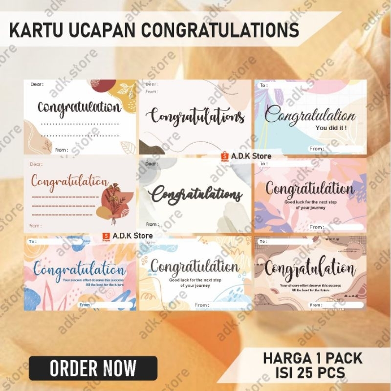 Jual [1 PACK] Congratulations Card, Kartu Ucapan Congratulation ...