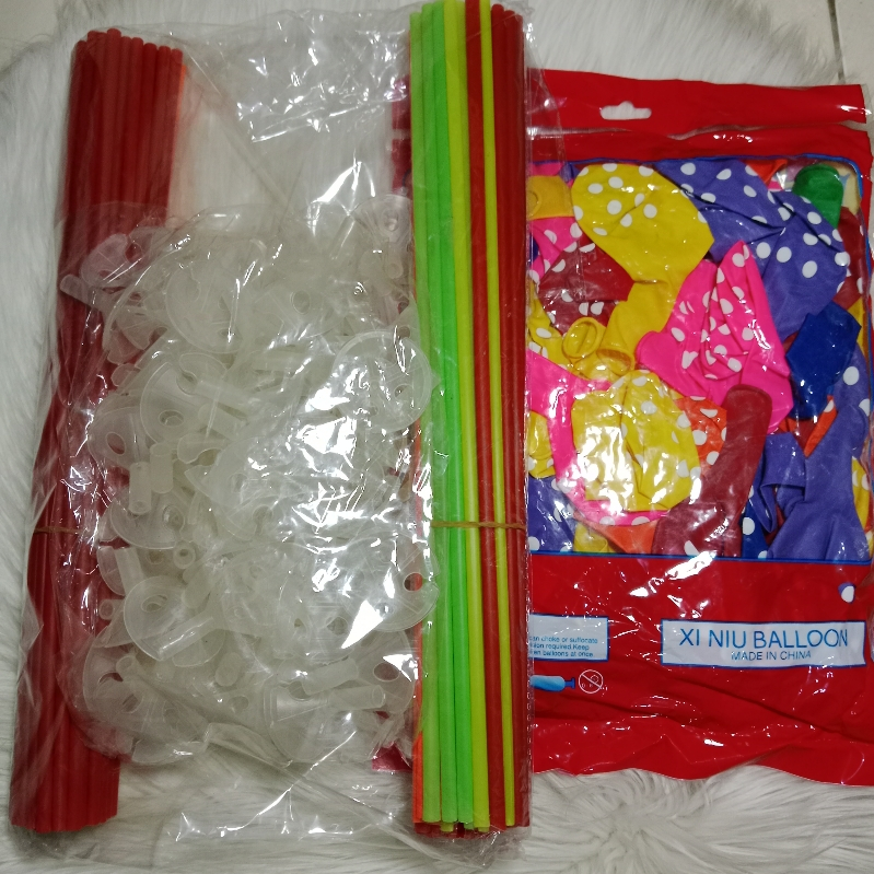 Jual STIK BALON CUP + BALON LATEX 12 INCH ISI 50 SET | Shopee Indonesia