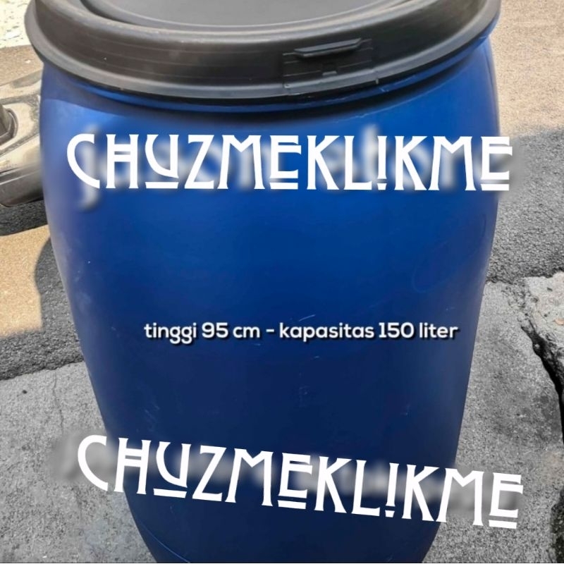 Jual Tong air biru 150 liter tutup hitam/Gentong air biru 150 liter ...