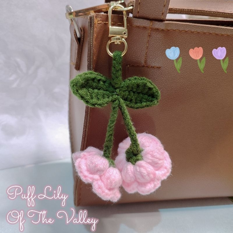Jual Gantungan Kunci Bunga | Crochet Puff Lily Of The Valley | Rajutan ...