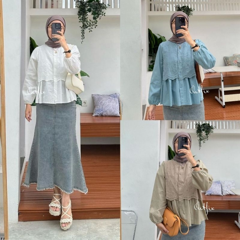 Jual FIYONA LACE BLOUSE by Outfix / Blouse Busui Kancing Depan / Blouse Wanita Terbaru / Blouse ...