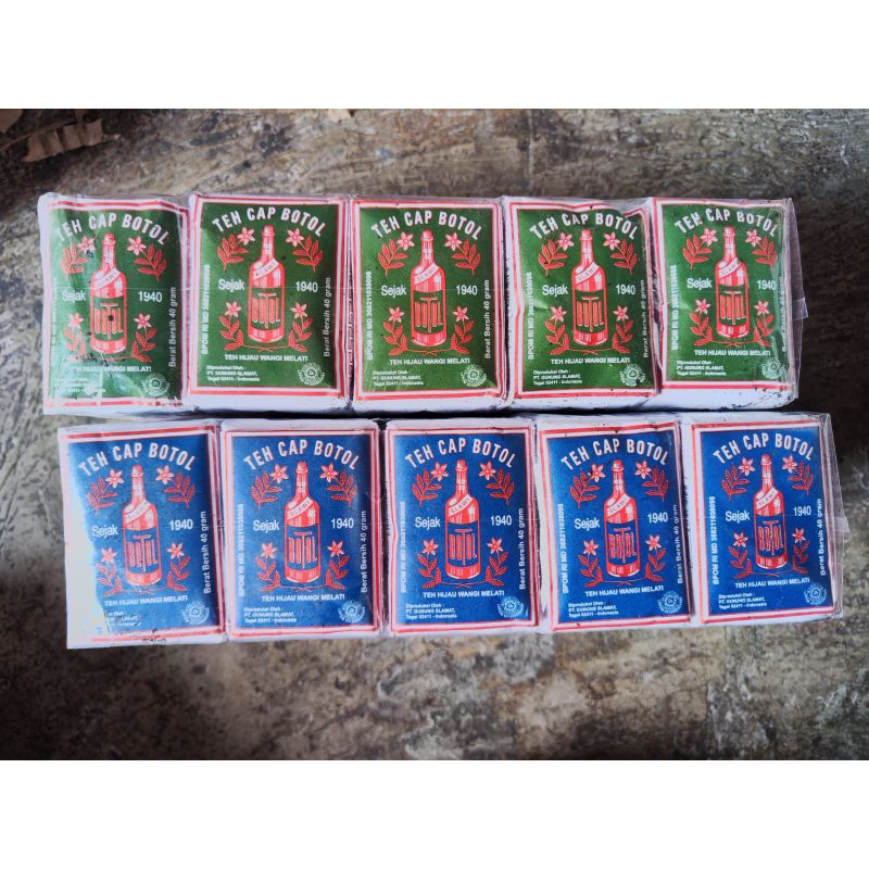 Jual TEH CAP BOTOL BUBUK HIJAU / BIRU 40GR PER PAK ISI 10 PCS | Shopee ...