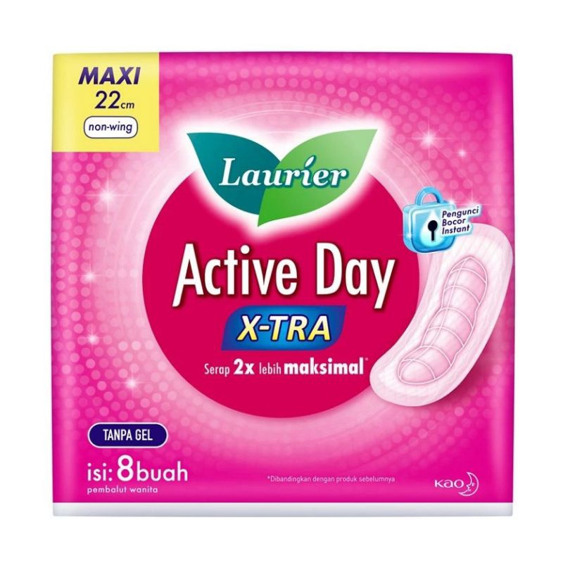 Jual Laurier Active Day X-tra Maxi 22cm isi 8 non Wing | Shopee Indonesia