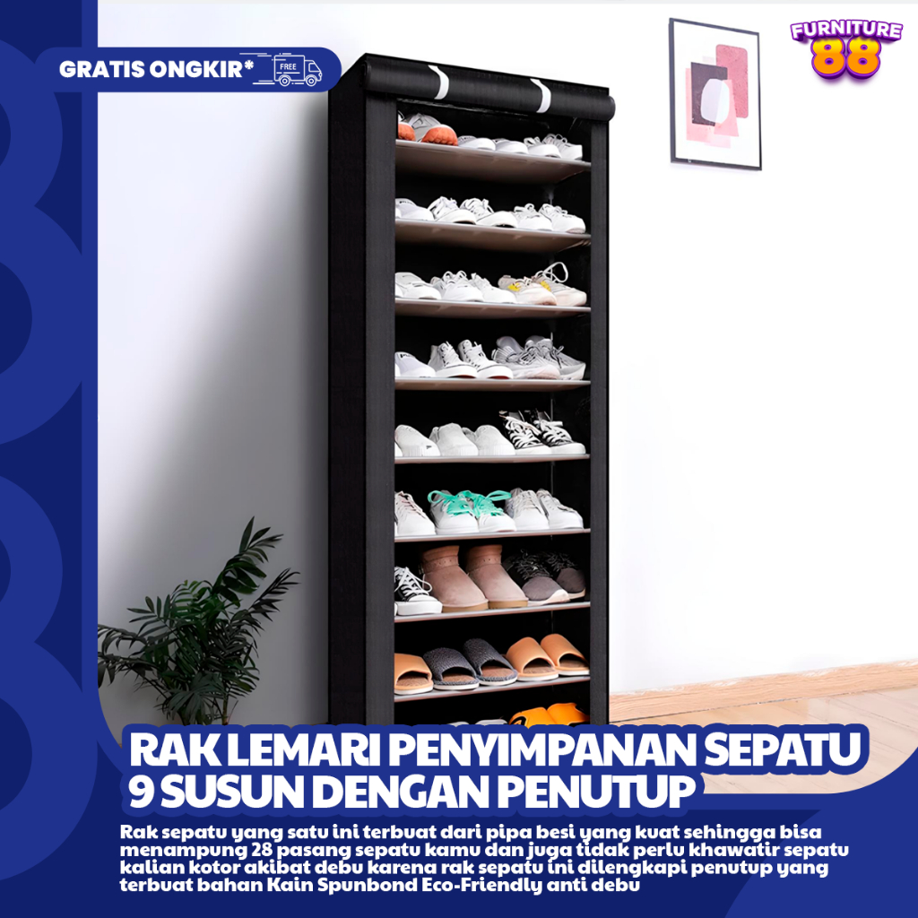 Jual Rak Sepatu Susun Tertutup Tahan Debu Rak Sepatu Rangka Besi Kuat ...