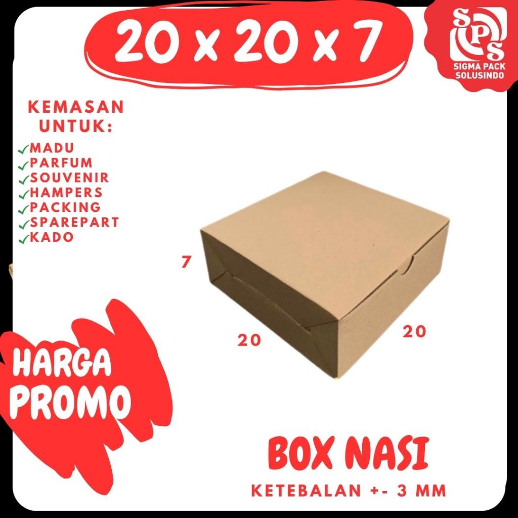 Jual Kardus Nasi Eflute 20x20x7 Box Dus Packing Kotak Kemasan Karton ...