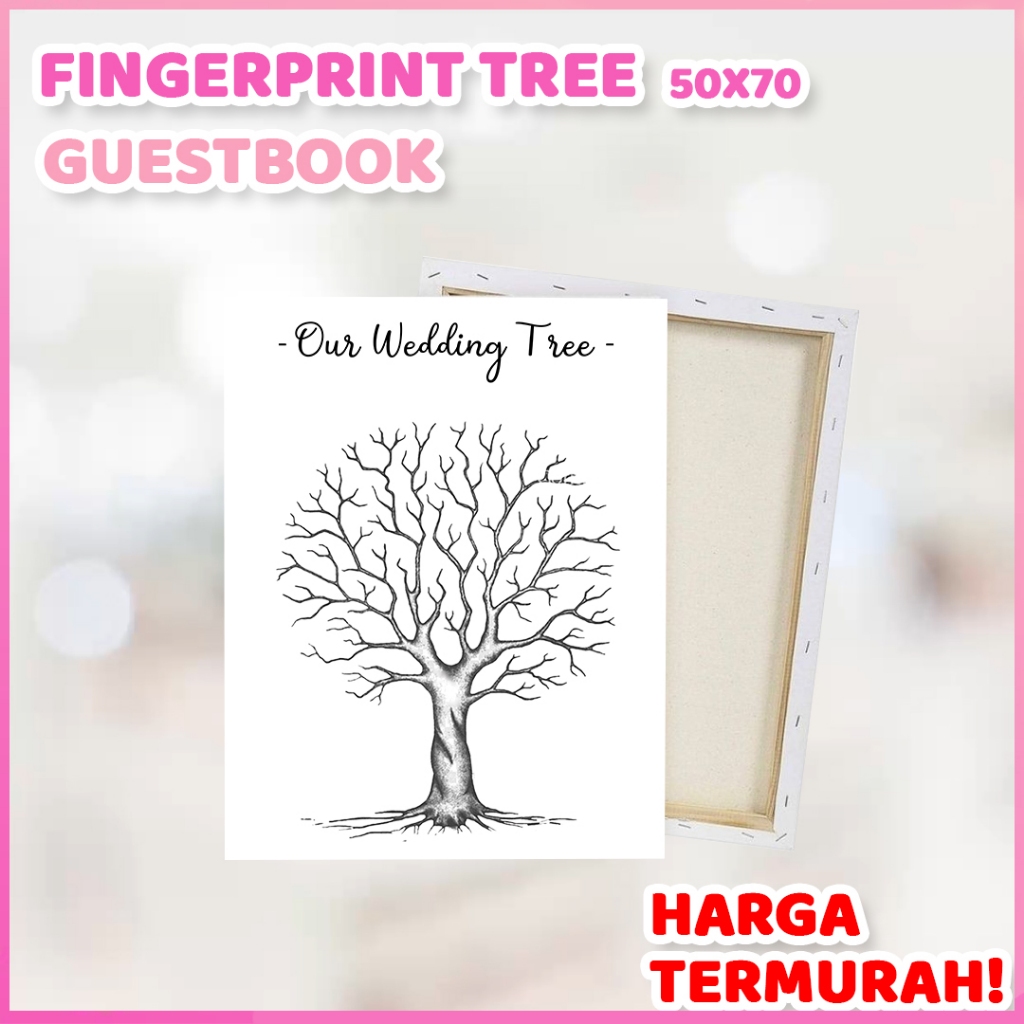 Jual Kanvas Wedding Tree Fingerprint Guest Book 50x70 cm Canvas Lukisan ...