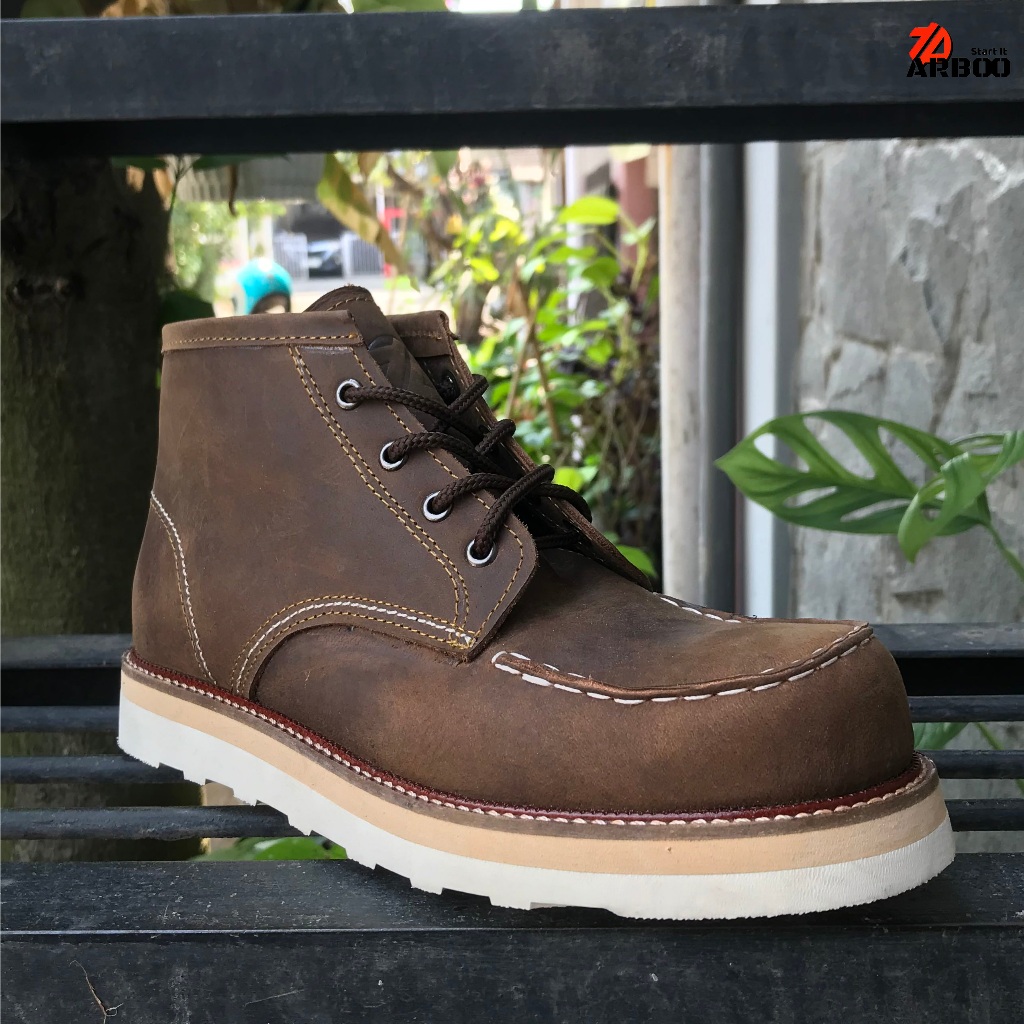 Jual Sepatu Boots Moctoe Kulit Pria Coklat Crazy Horse genuine Leather ...