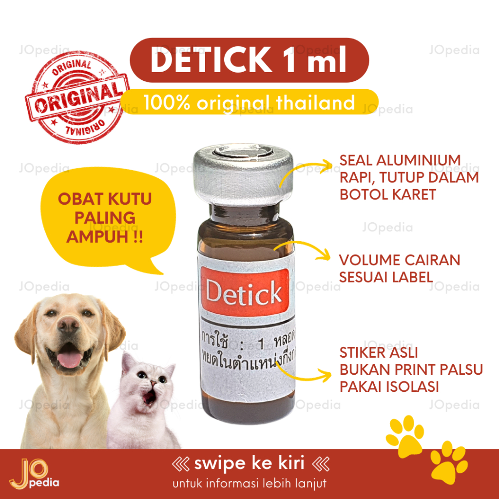Jual DETICK 1ml Obat Kutu Tetes Anjing Kucing Hewan 0-10kg De Tick ...