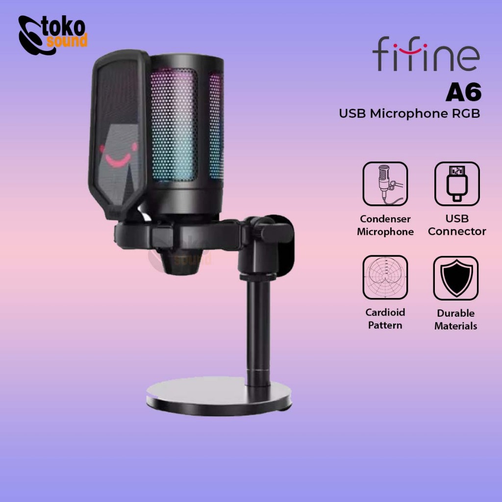 Jual FIFINE A6 AMPLIGAME USB MICROPHONE FOR GAMING / STREAMING WITH RGB | Shopee Indonesia