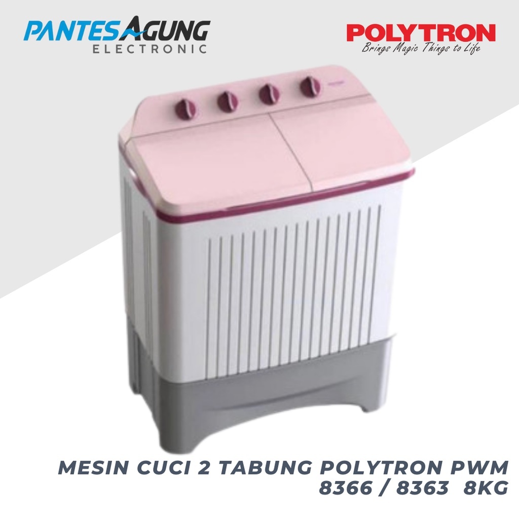 Jual MESIN CUCI 2 TABUNG POLYTRON PWM 8366 / 8363 / PWM 8073 8KG ...