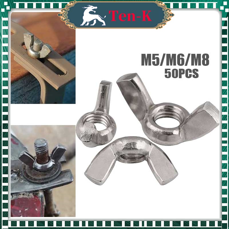 Jual 50PCS Mur Kuping M5 M6 M8 Wing Nut Mur Kupu Kupu Stainless ...