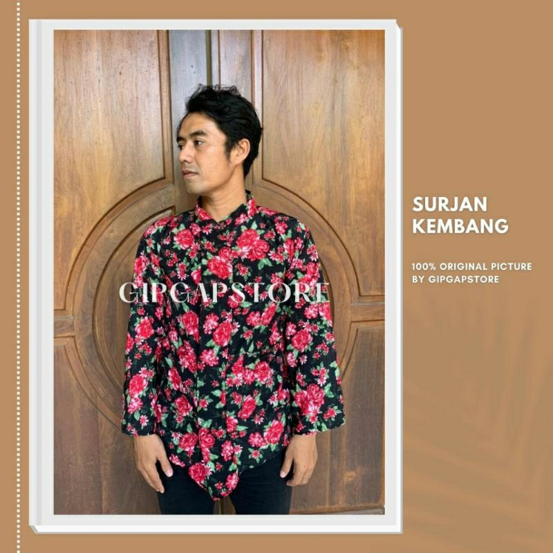 Jual Baju Surjan Motif Bunga || Surjan Kembang Pria Dewasa || Baju ...