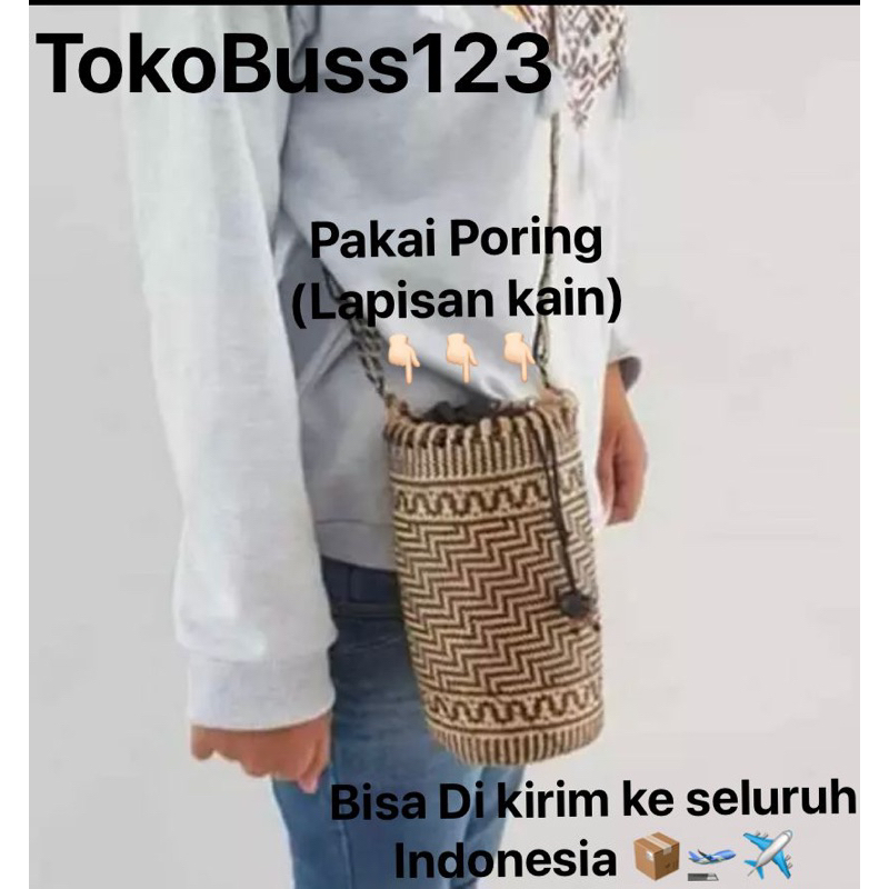 Jual Tas Rotan Anjat Selempang Pakai Poring (Lapisan Kain penutup) Asli ...