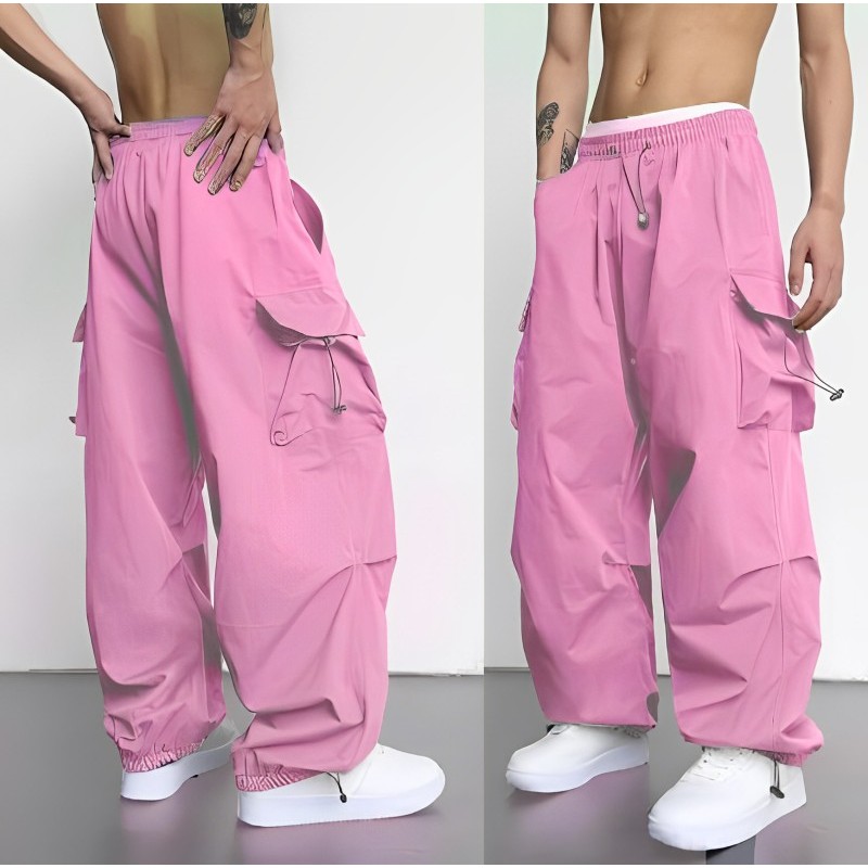Jual celana baggy cargo gombrang komprang parasut panjang streetwear korean style unisex wanita ...
