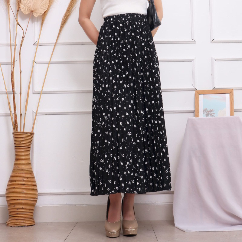 Jual ROK MOTIF BUNGA FLORAL JUMBO XXL / ROK DAILY KOREAN STYLE / LILY ...
