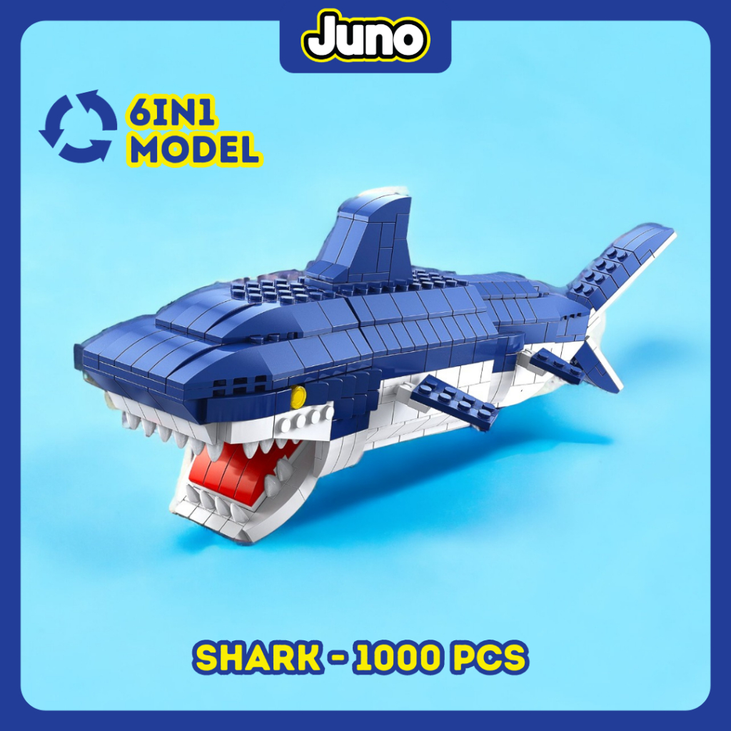 Jual JUNO Mainan Block Bricks Ikan Hiu Blue Shark (1000pcs) 3D Puzzle ...
