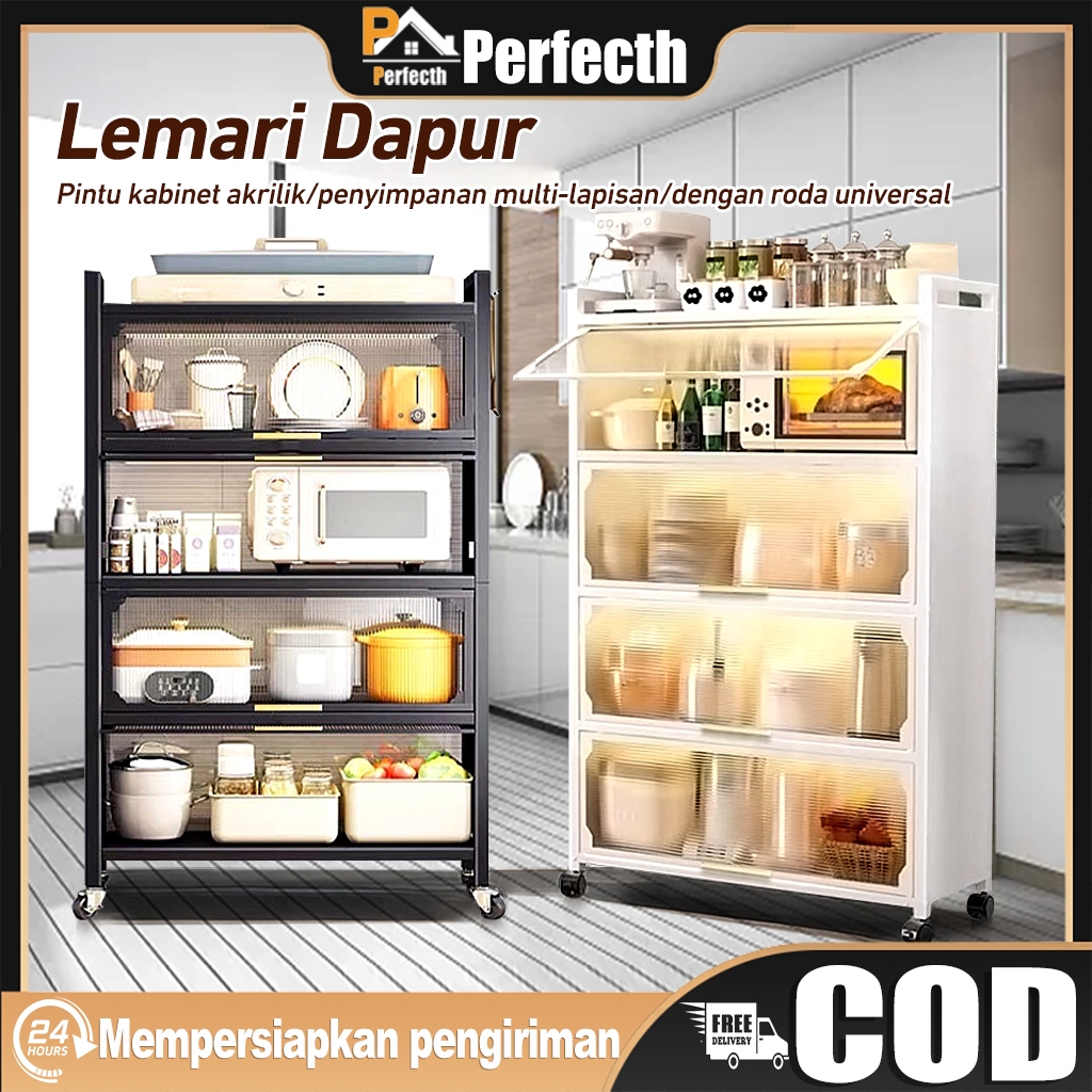 Jual Rak dapur Lemari Piring Multi-layer Lemari Dapur berdiri di lantai ...