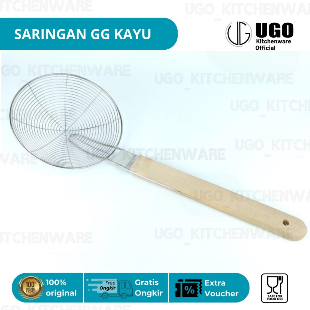 Jual Saringan Goreng Mie Gagang Kayu Alat Masak Serok Saringan Besar ...