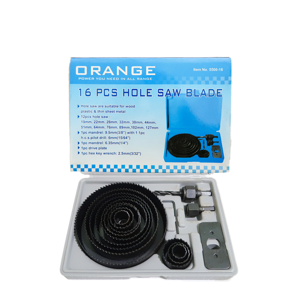 Jual ORANGE 5500-16 HOLE SAW SET 16 PCS MATABOR KAYU LUBANG PIPA ...